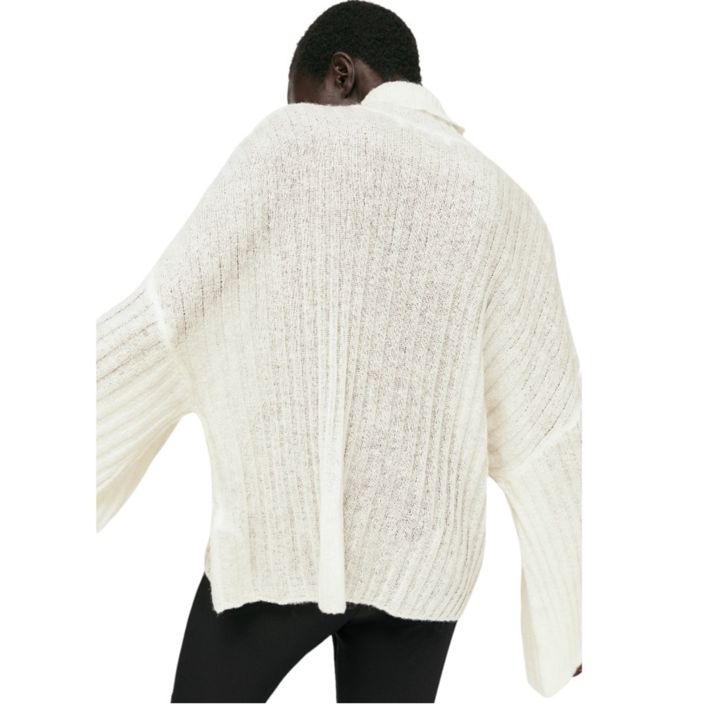 Zara Semi-Sheer Ribbed Knit Sweater - Gem